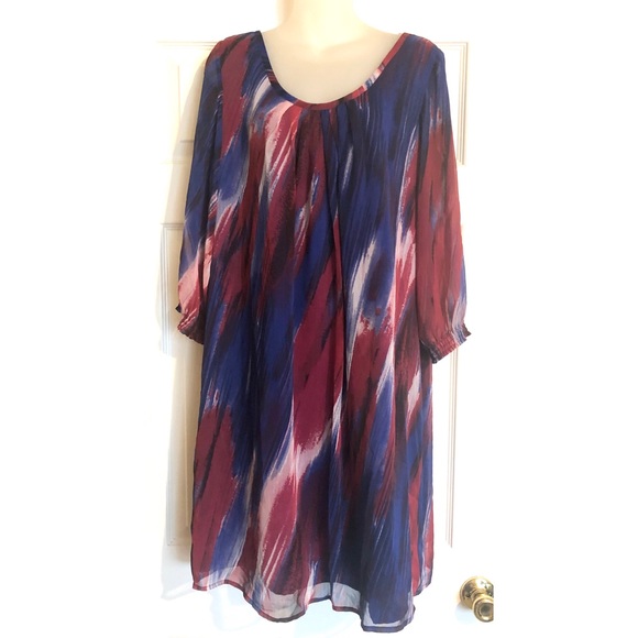 George | Dresses | George Red White Blue Dress With Sheer Sleeves ...